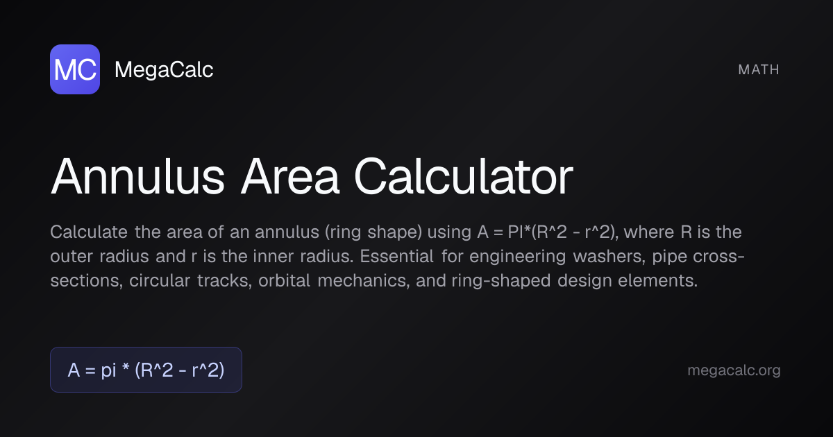 Annulus Area Calculator — Free with Formula | MegaCalc