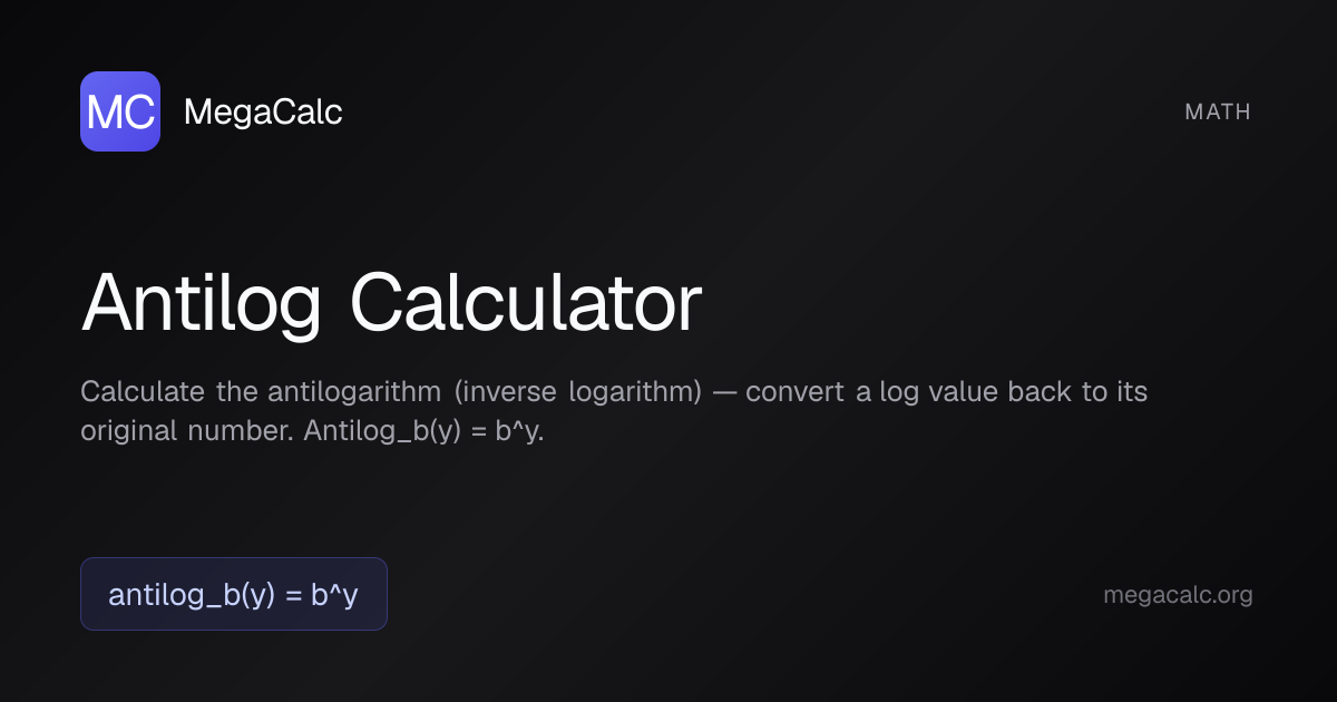 Antilog Calculator — Free with Formula | MegaCalc
