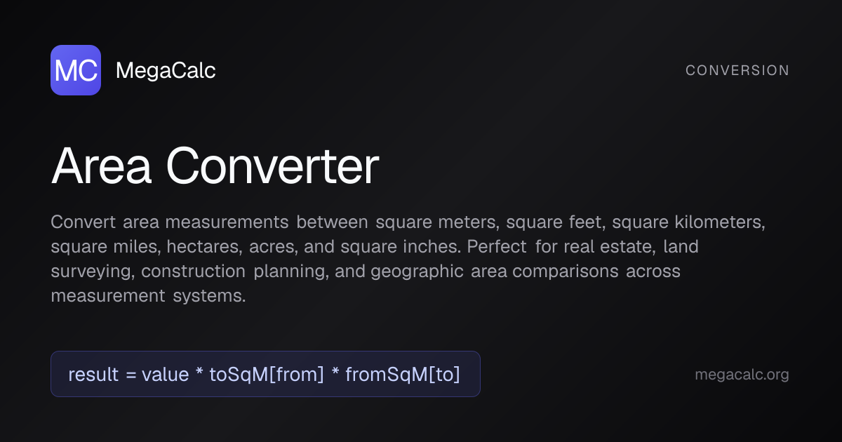 Area Converter Calculator — Free with Formula | MegaCalc