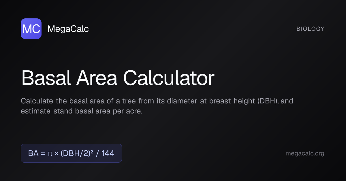 Basal Area Calculator — Free with Formula | MegaCalc