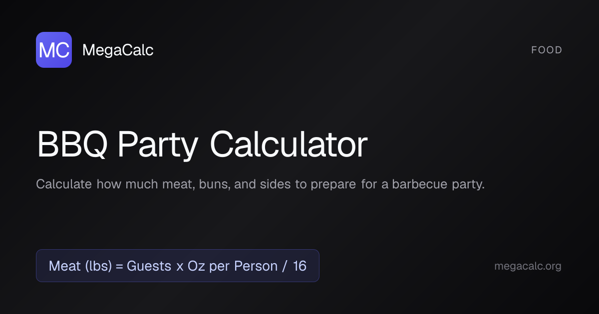 BBQ Party Calculator — Free with Formula | MegaCalc