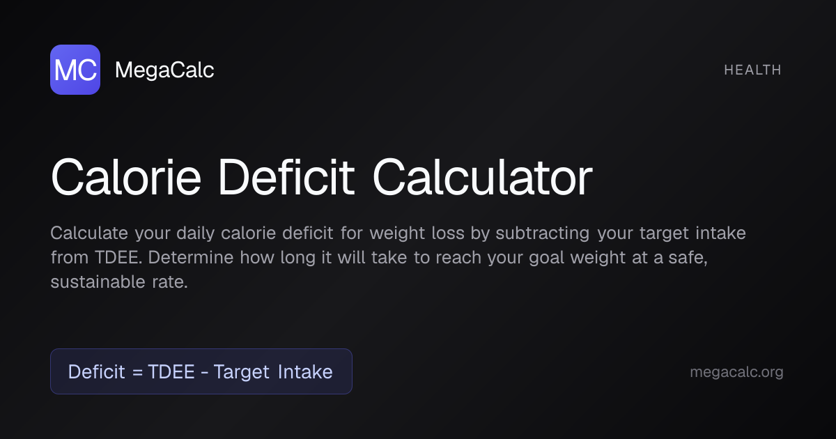 Calorie Deficit Calculator — Free with Formula | MegaCalc