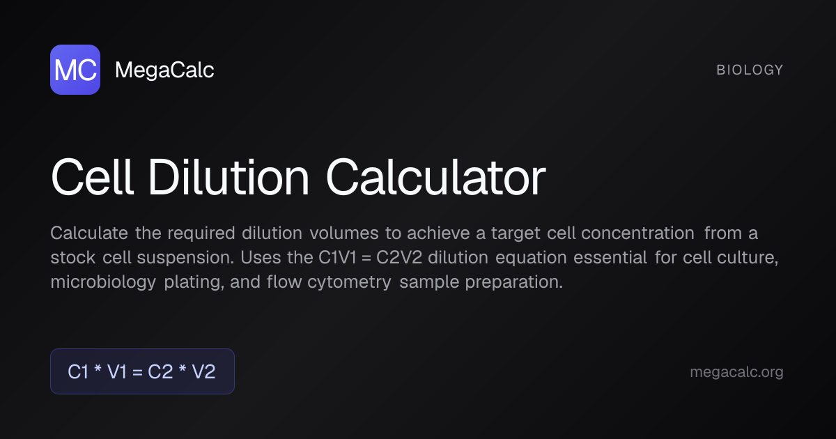Cell Dilution Calculator — Free Online with Formula & Steps | MegaCalc