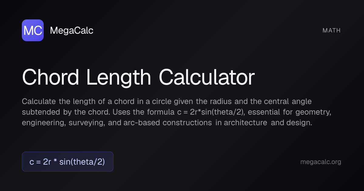 Chord Length Calculator — Free with Formula | MegaCalc