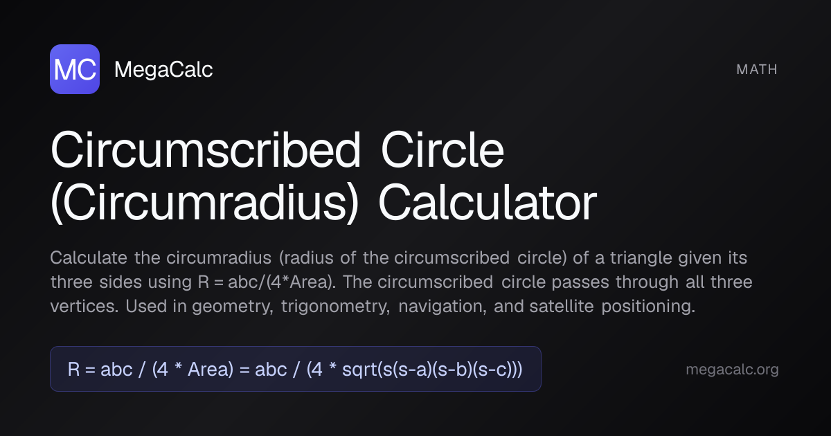 Circumscribed Circle (Circumradius) Calculator — Free Online with ...