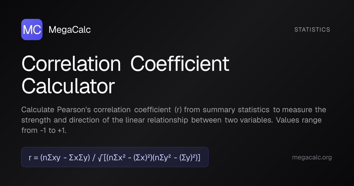 Correlation Coefficient Calculator — Free Online with Formula & Steps ...