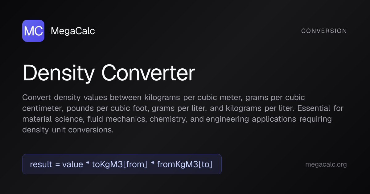 Density Converter Calculator — Free Online with Formula & Steps | MegaCalc