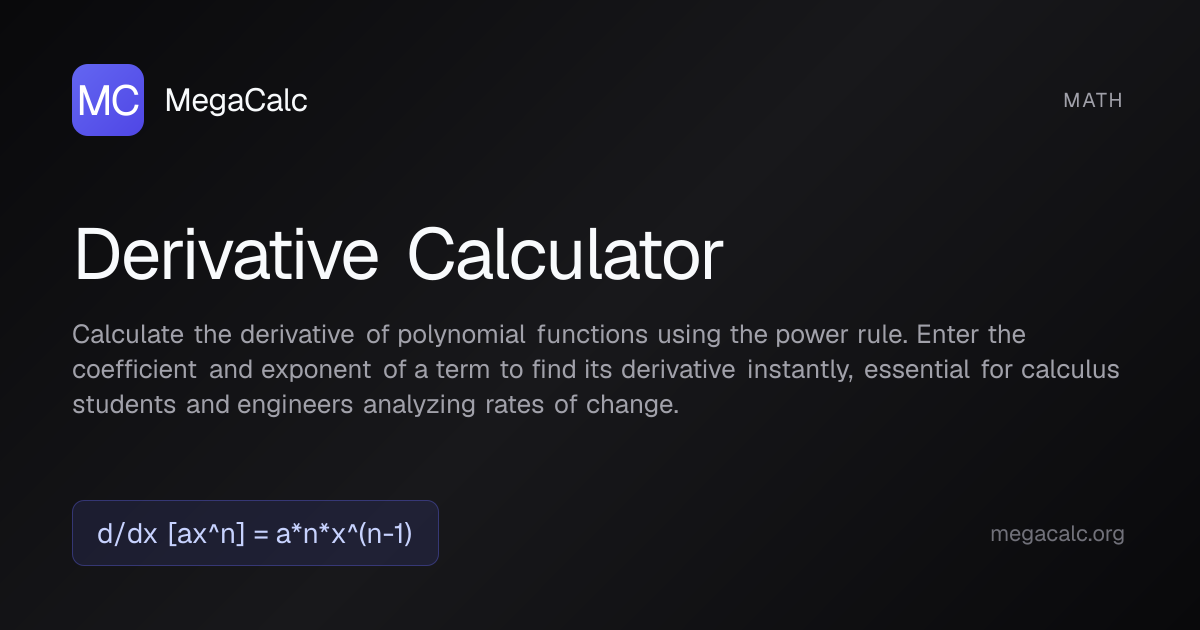 Derivative Calculator — Free with Formula | MegaCalc