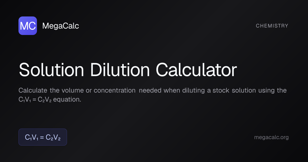 Solution Dilution Calculator — Free with Formula | MegaCalc