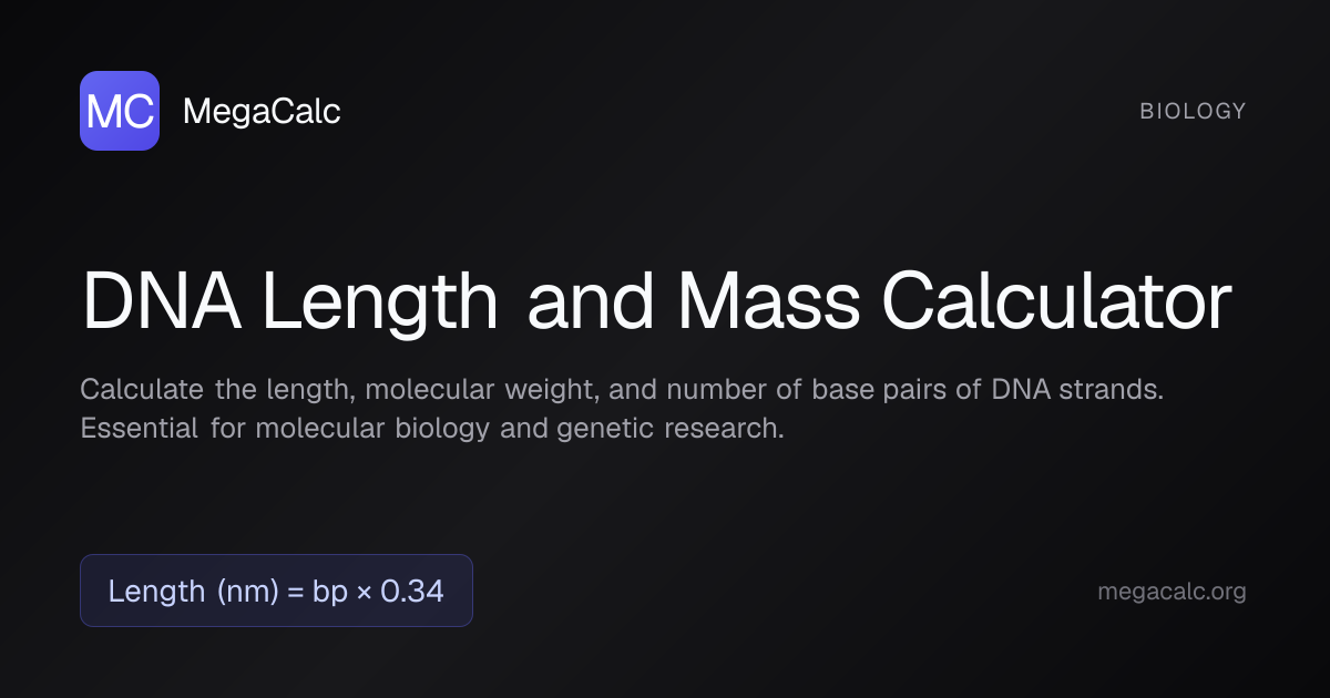 DNA Length and Mass Calculator — Free Online with Formula & Steps ...
