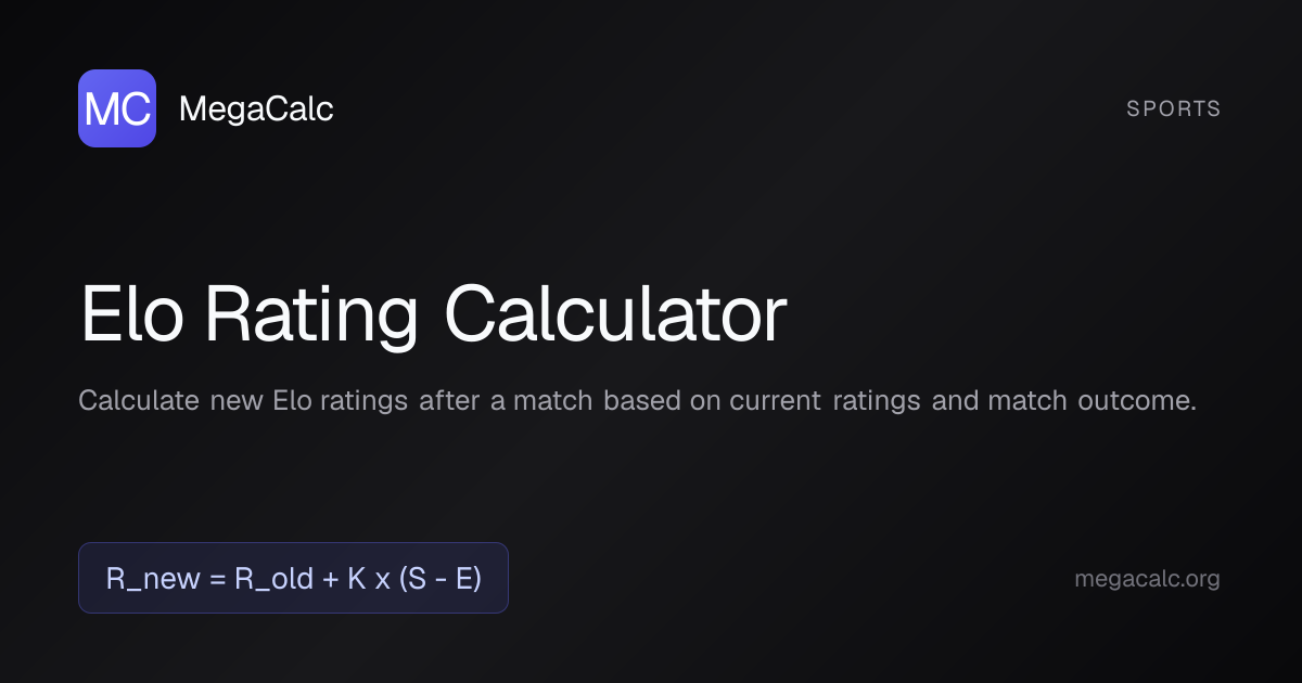 Elo Rating Calculator — Free with Formula | MegaCalc