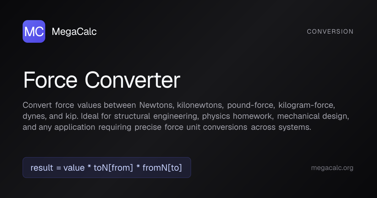 Force Converter Calculator — Free Online with Formula & Steps | MegaCalc