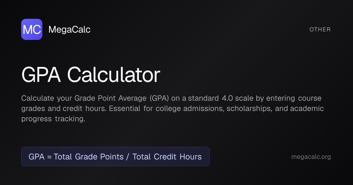 GPA Calculator — Free with Formula | MegaCalc