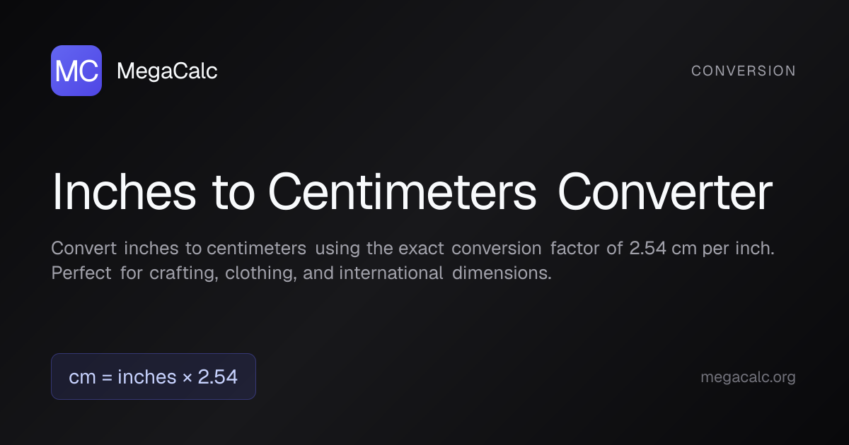 Inches to Centimeters Converter Calculator — Free | MegaCalc