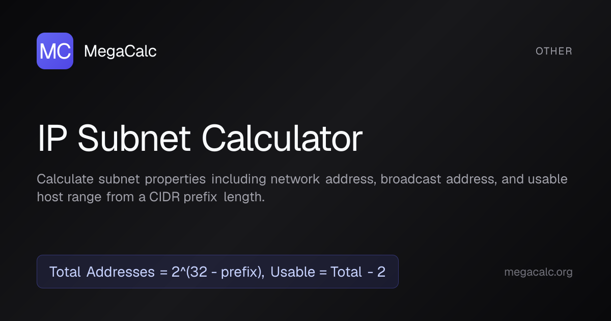 IP Subnet Calculator — Free with Formula | MegaCalc