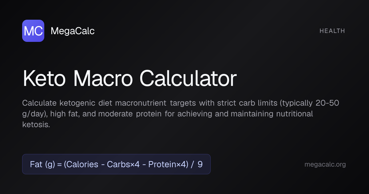 Keto Macro Calculator — Free with Formula | MegaCalc