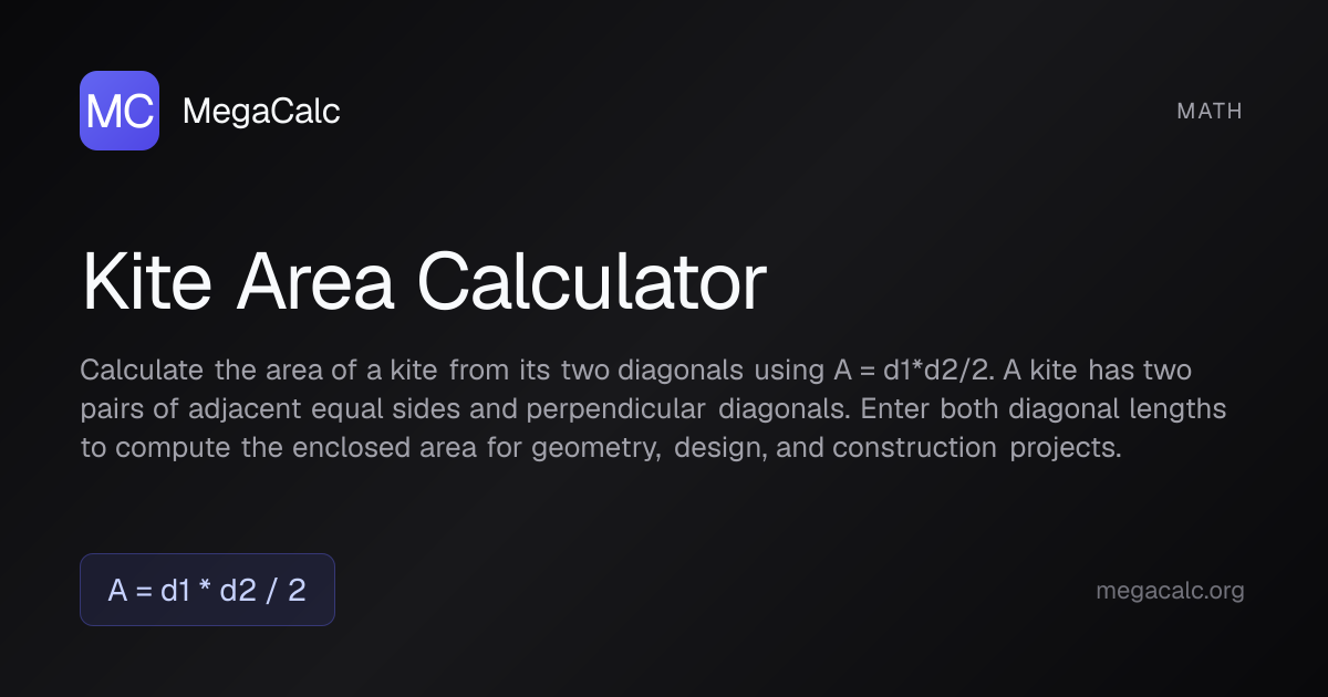 Kite Area Calculator — Free with Formula | MegaCalc