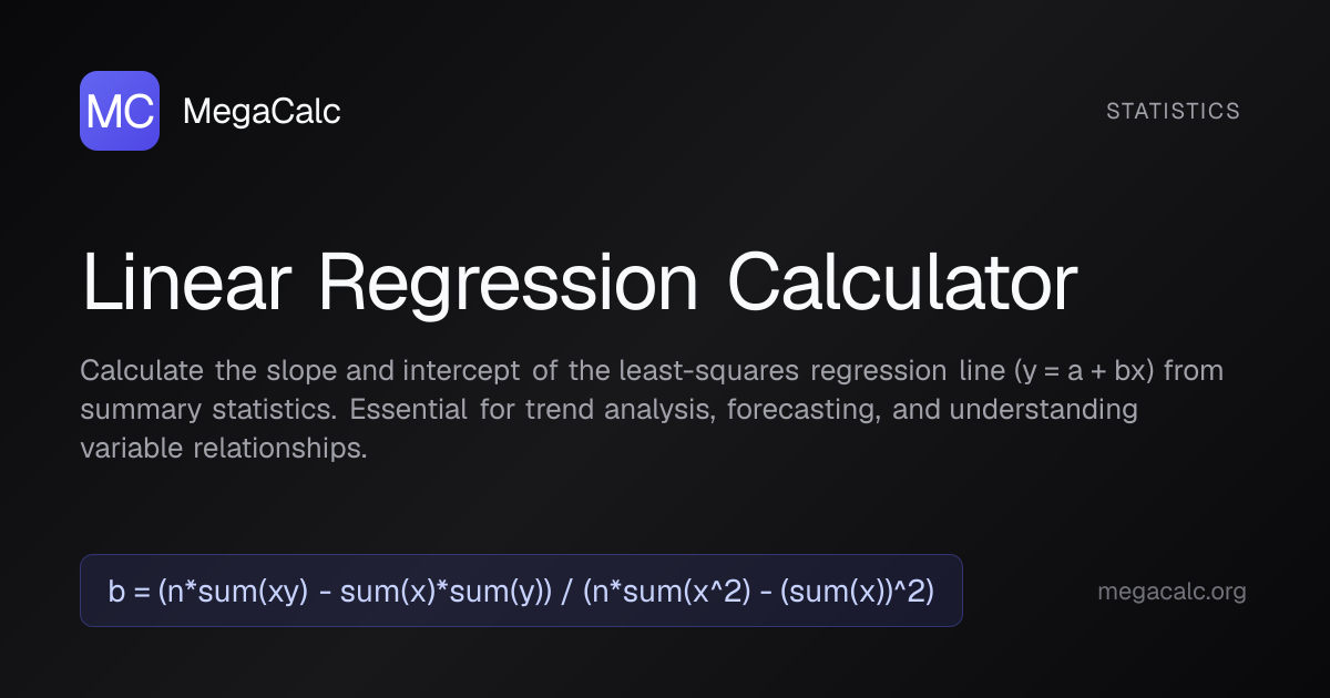 Linear Regression Calculator — Free Online with Formula & Steps | MegaCalc