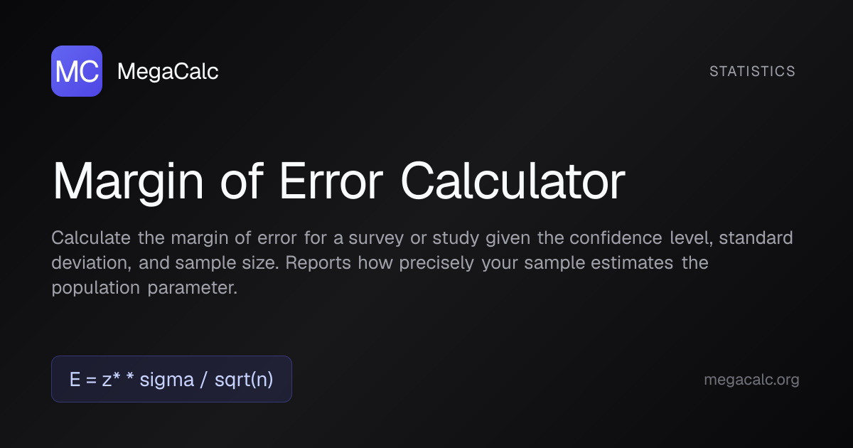 Margin of Error Calculator — Free with Formula | MegaCalc