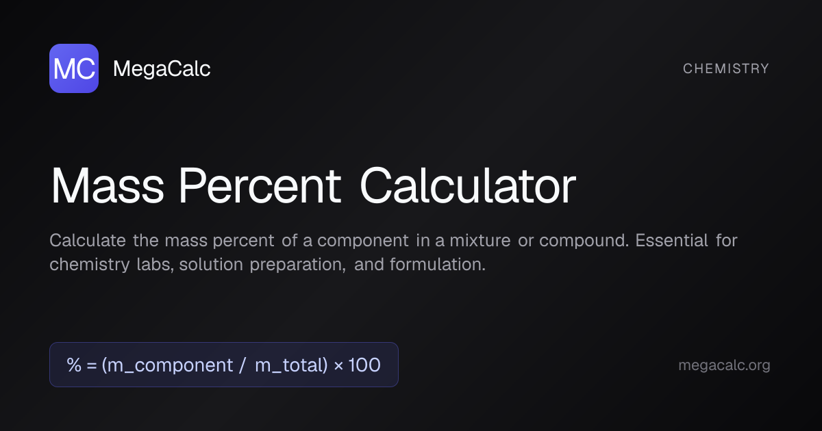 Mass Percent Calculator — Free with Formula | MegaCalc