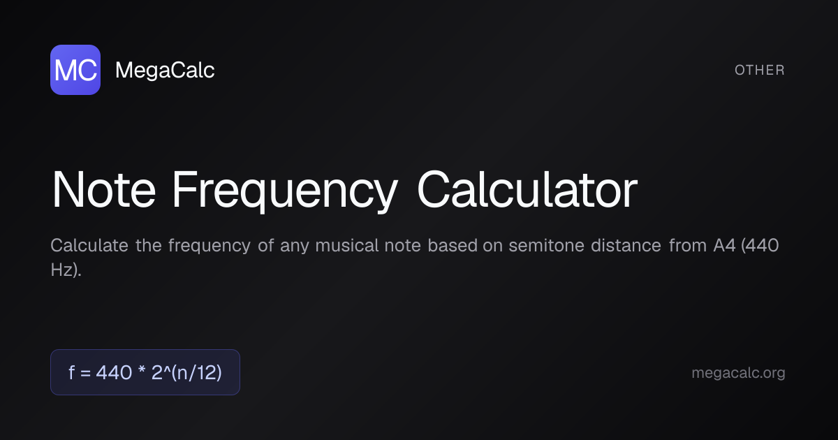 Note Frequency Calculator — Free with Formula | MegaCalc