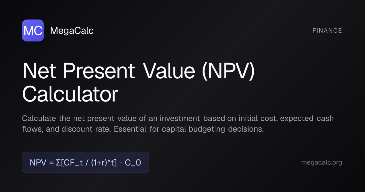 Net Present Value (NPV) Calculator — Free with Formula | MegaCalc
