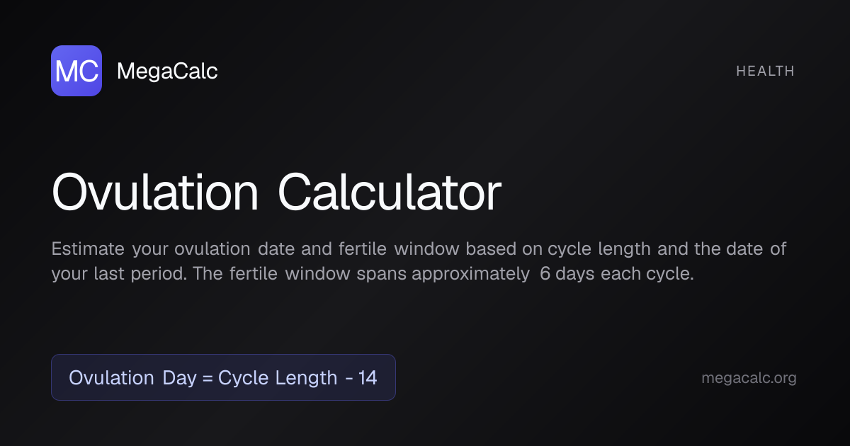 Ovulation Calculator — Free with Formula | MegaCalc