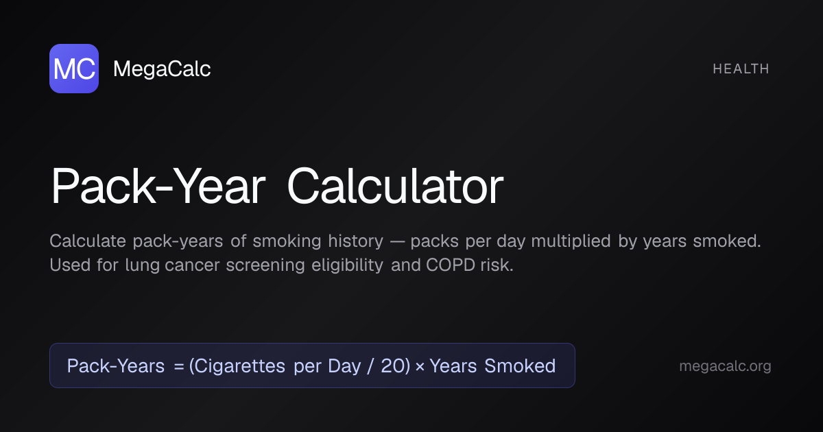 Pack-Year Calculator — Free with Formula | MegaCalc