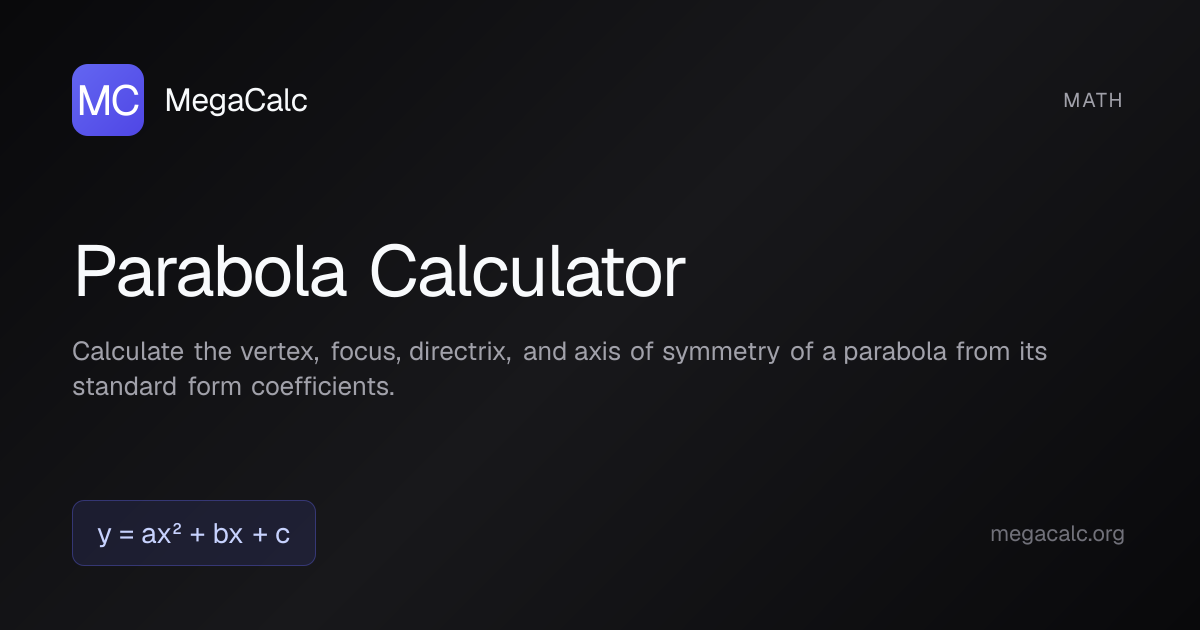 Parabola Calculator — Free with Formula | MegaCalc