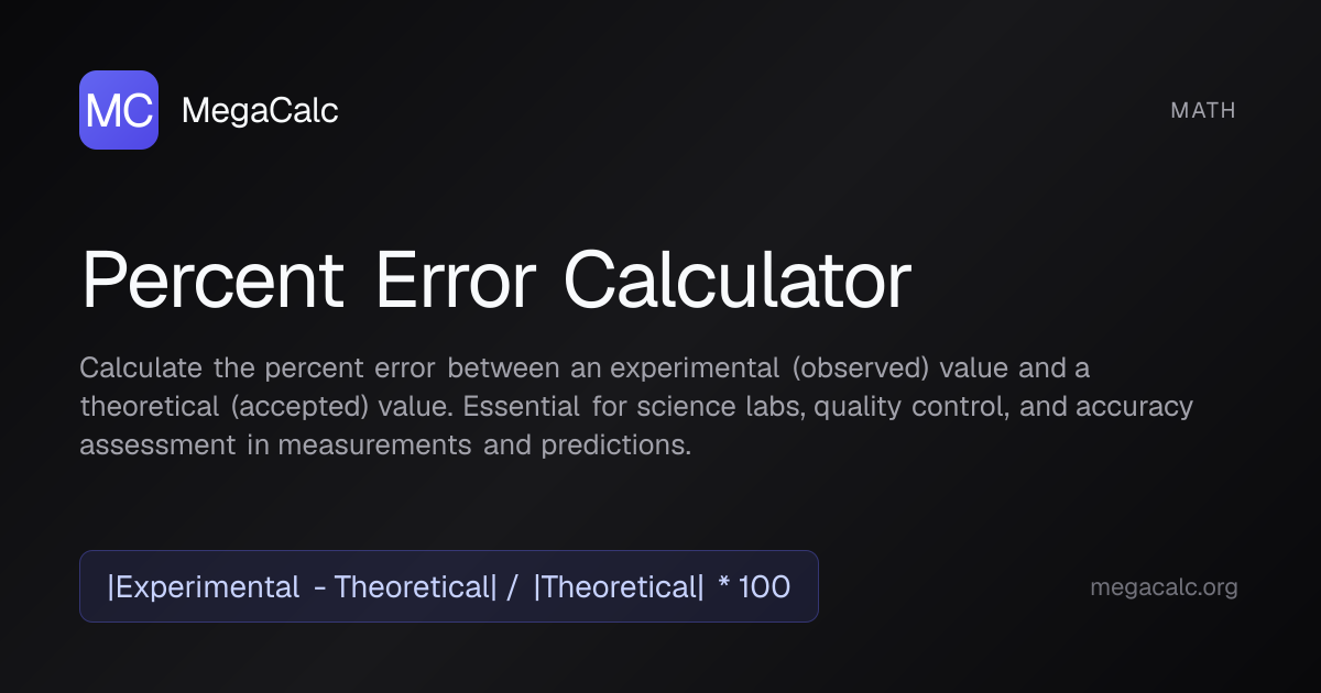 Percent Error Calculator — Free with Formula | MegaCalc