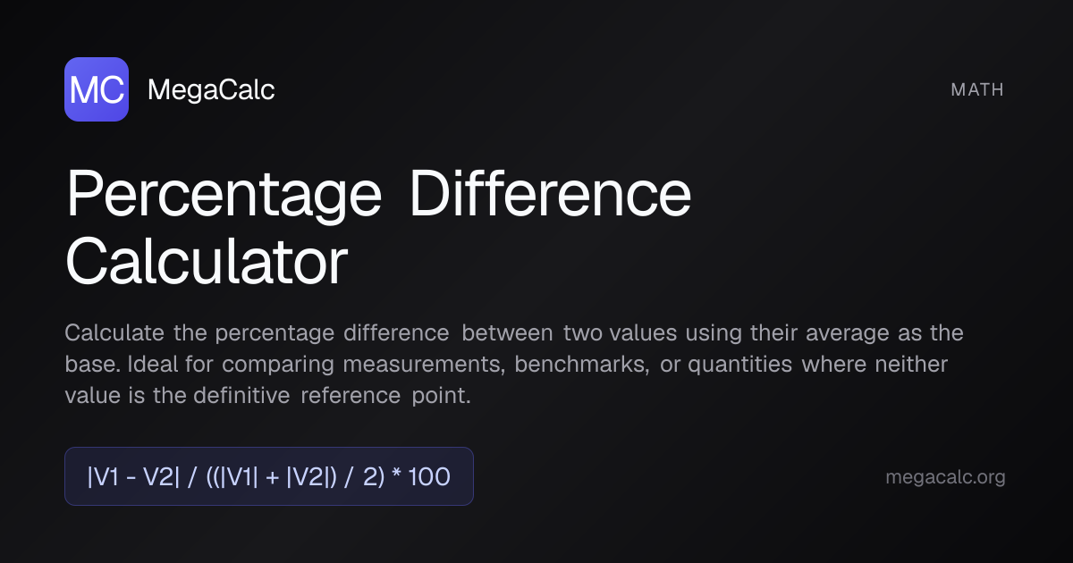 Percentage Difference Calculator — Free with Formula | MegaCalc