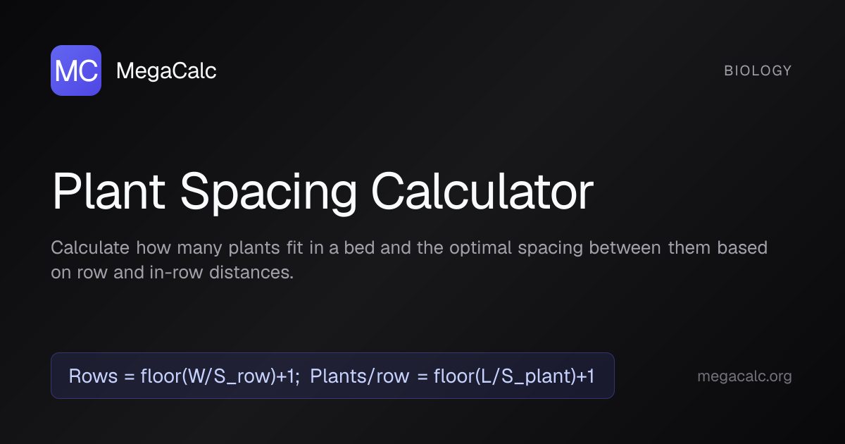 Plant Spacing Calculator — Free with Formula | MegaCalc