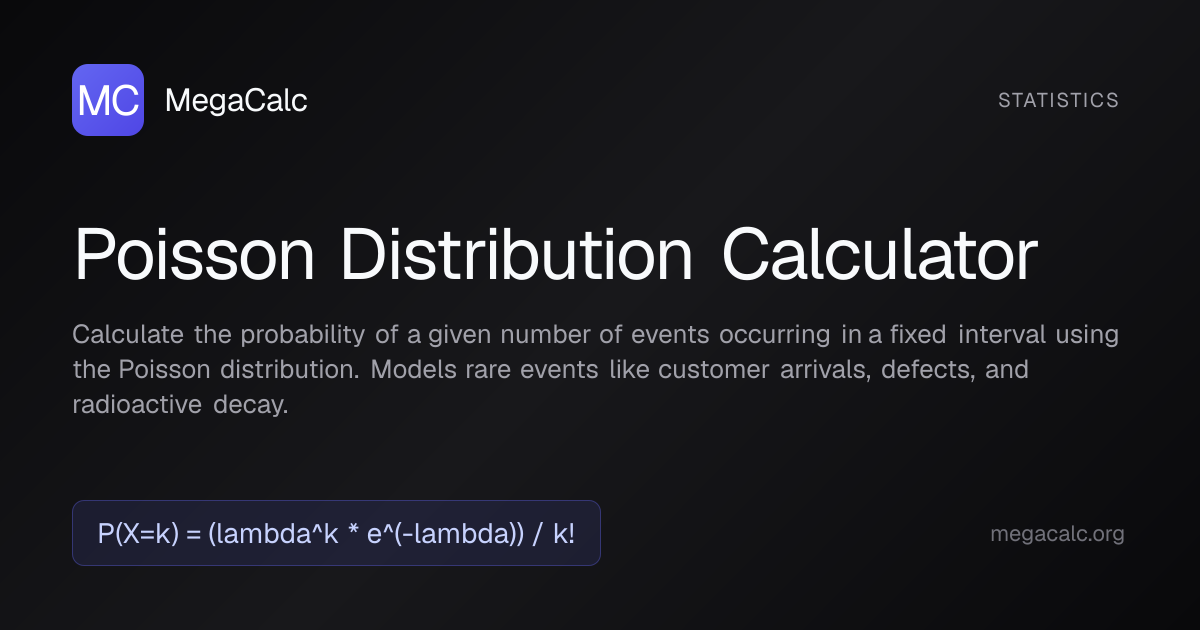 Poisson Distribution Calculator — Free with Formula | MegaCalc