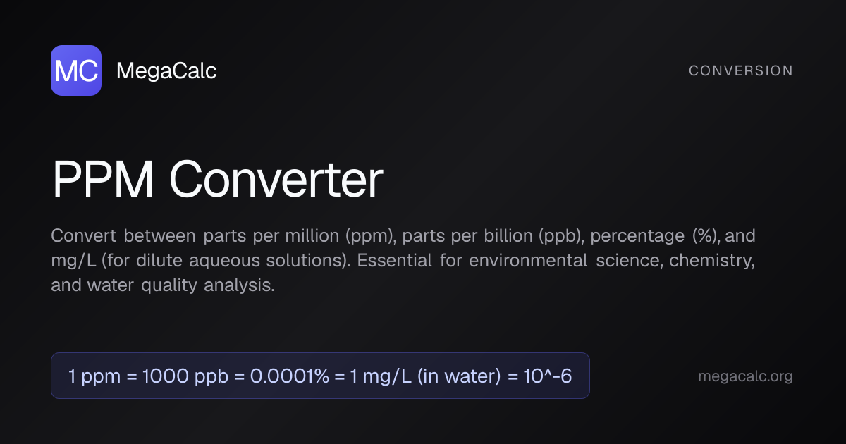 PPM Converter Calculator — Free with Formula | MegaCalc