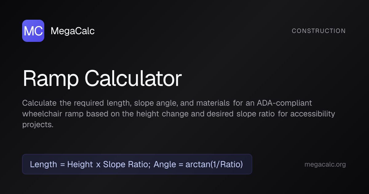 Ramp Calculator — Free with Formula | MegaCalc