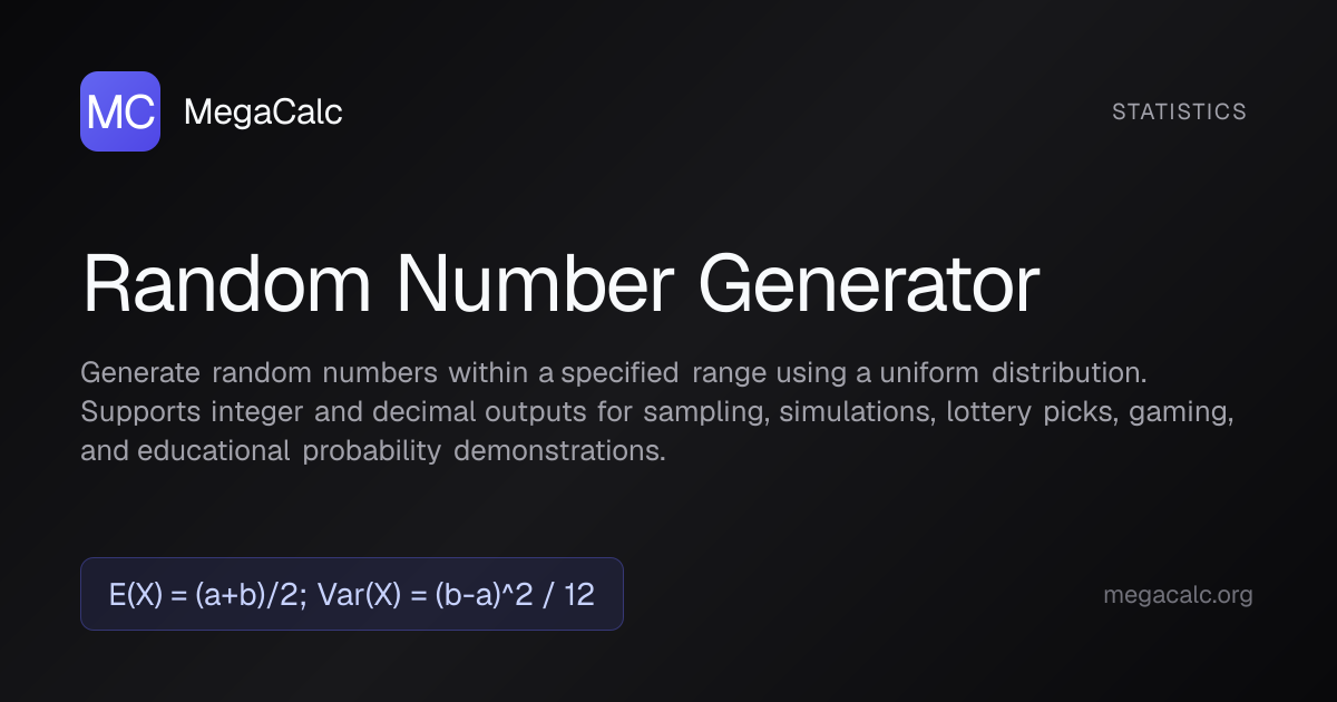 Random Number Generator Calculator — Free Online with Formula & Steps ...