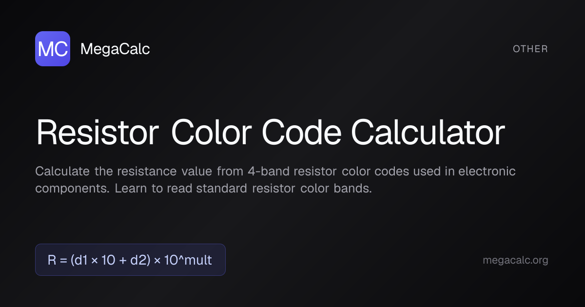 Resistor Color Code Calculator — Free Online with Formula & Steps ...