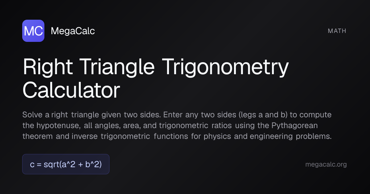 Right Triangle Trigonometry Calculator — Free Online with Formula ...