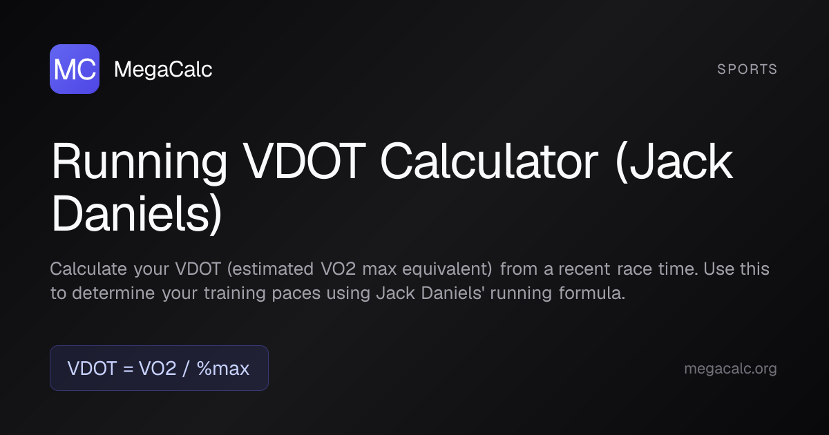 Running VDOT Calculator (Jack Daniels) Calculator — Free Online with ...