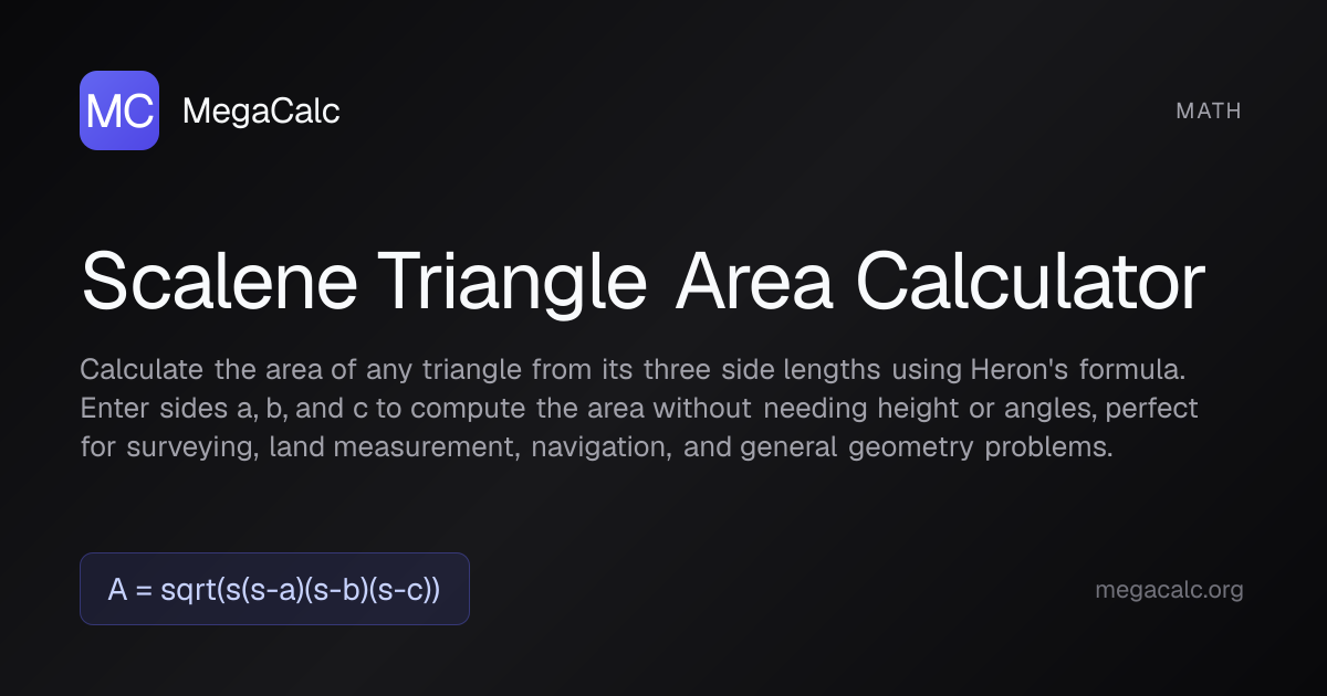 Scalene Triangle Area Calculator — Free Online with Formula & Steps ...
