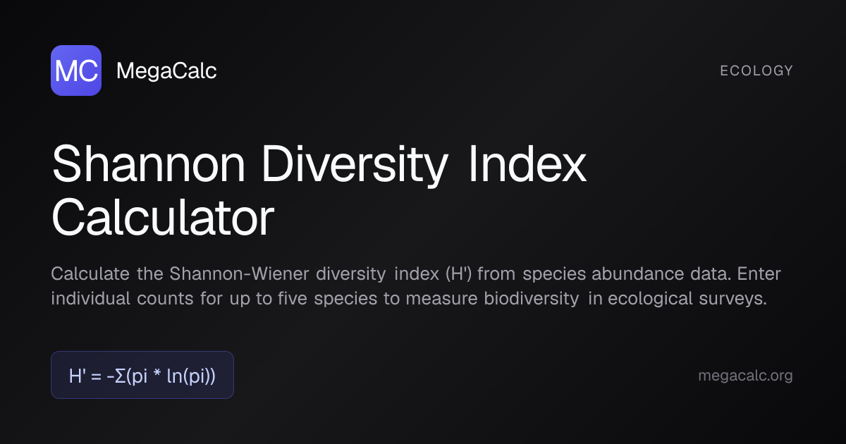 Shannon Diversity Index Calculator — Free with Formula | MegaCalc