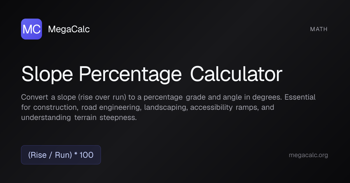 Slope Percentage Calculator — Free with Formula | MegaCalc