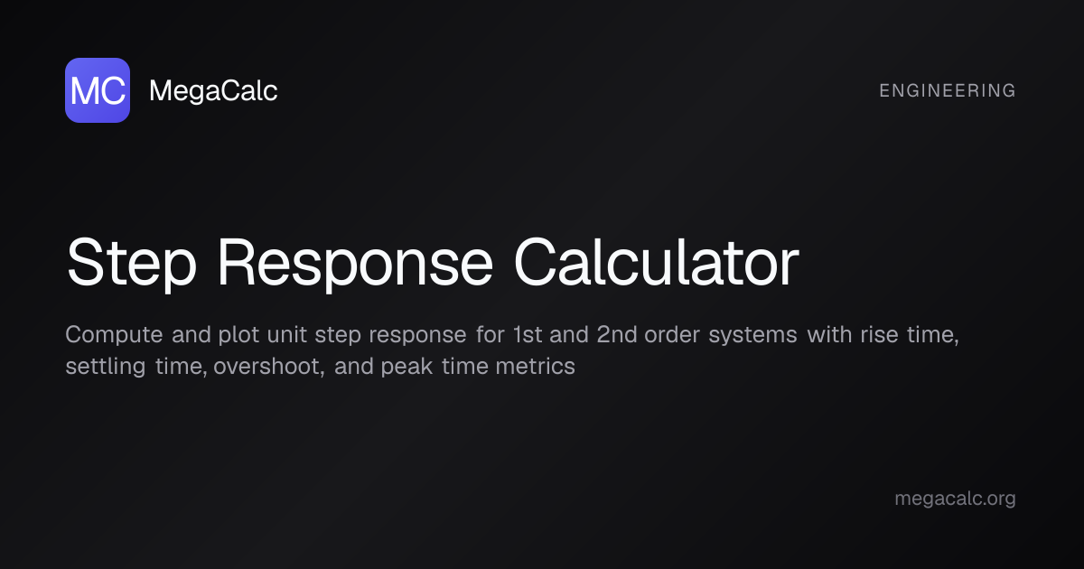 Step Response Calculator — Free with Formula | MegaCalc