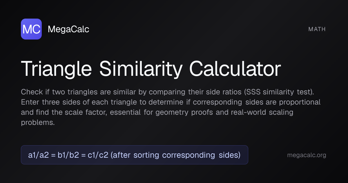 Triangle Similarity Calculator — Free Online with Formula & Steps ...