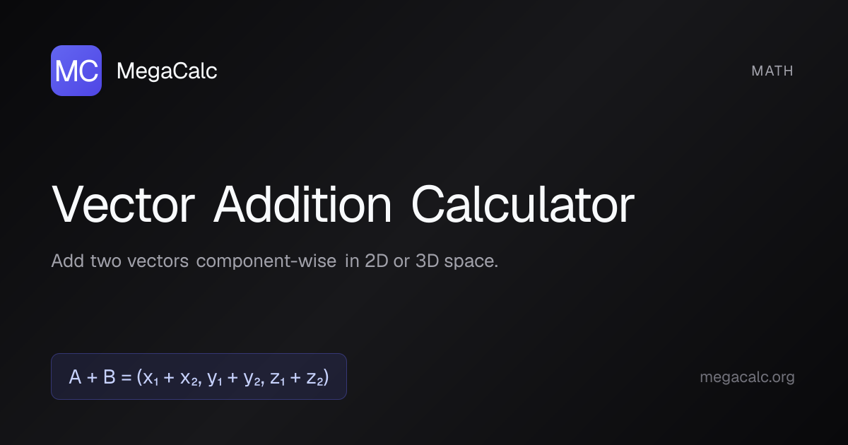 Vector Addition Calculator — Free Online with Formula & Steps | MegaCalc