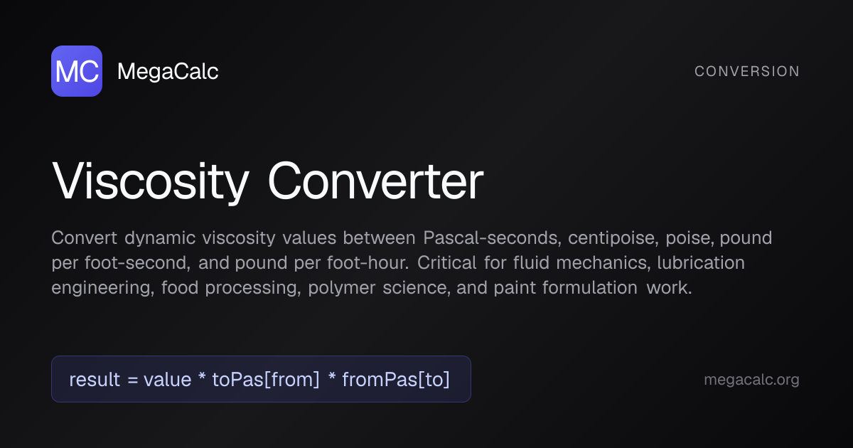 Viscosity Converter Calculator — Free with Formula | MegaCalc