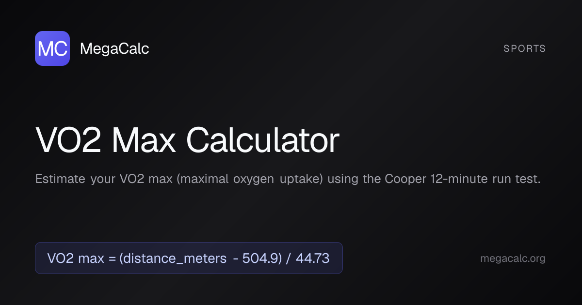 VO2 Max Calculator — Free with Formula | MegaCalc
