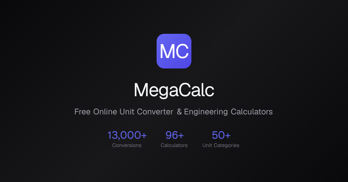 MegaCalc — 800+ Free Engineering, Math & Finance Calculators